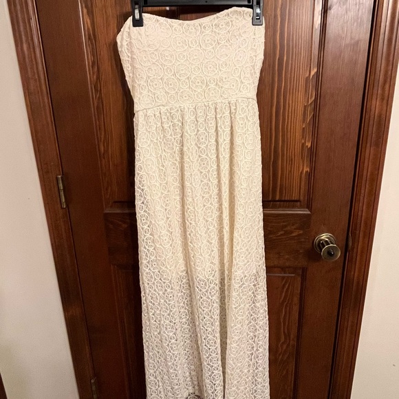 NOBO | Dresses | No Boundaries Strapless Ivory Lace Dress With Cutout ...